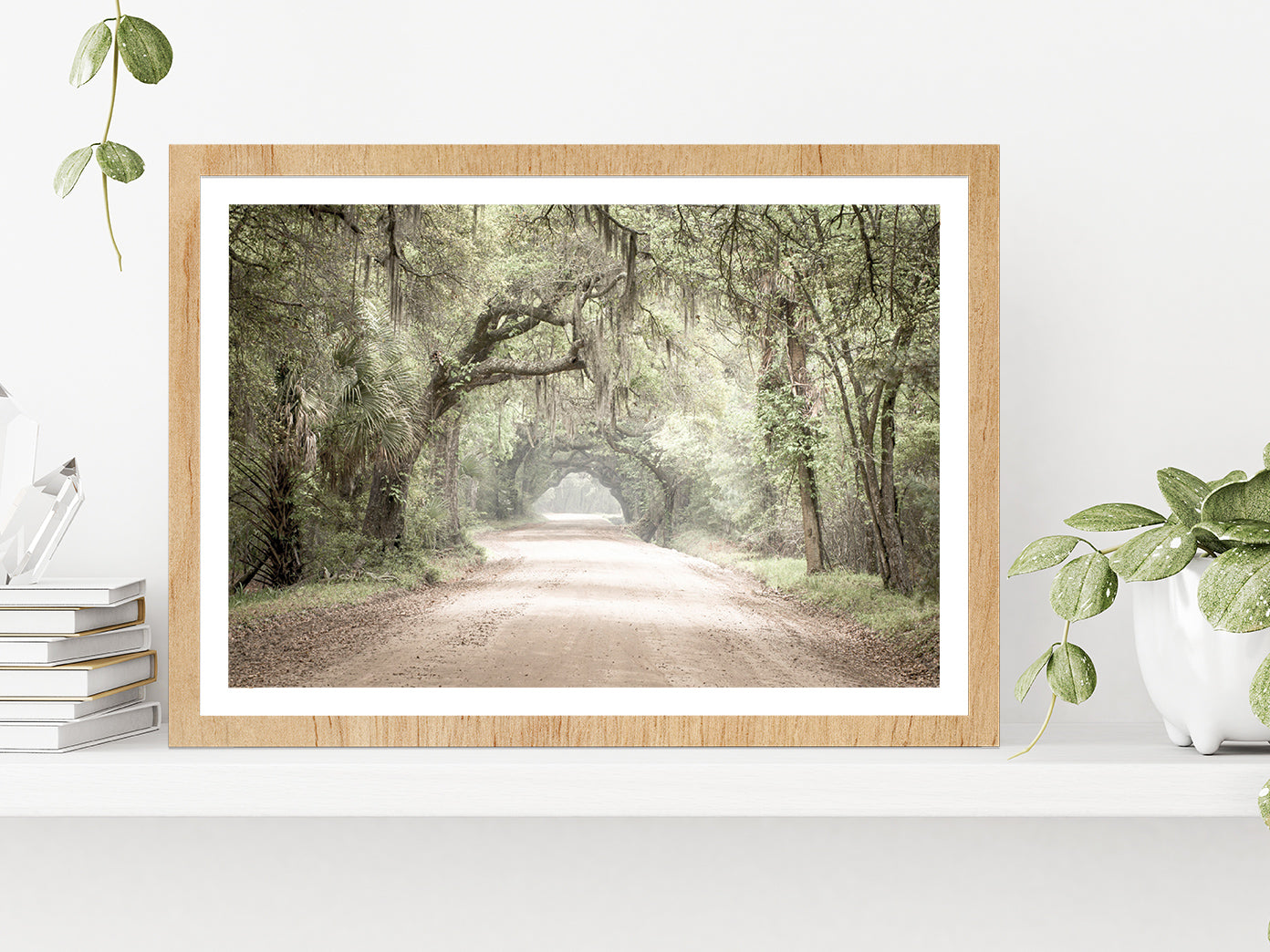 Forest Pathway & Trees Faded Photograph Glass Framed Wall Art, Ready t ...