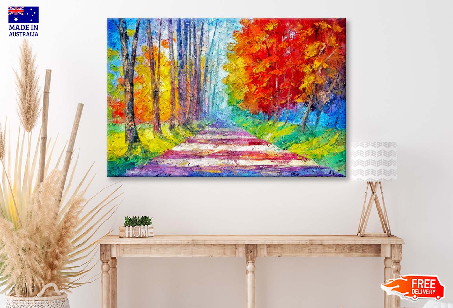 Hand Painting Path Sunny Footpath Road In Sunlight Park Alley Forest ...