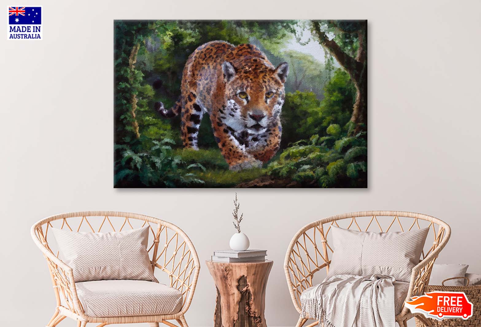 Painting Of Jaguar in the Amazon Jungle Wall Art Limited Edition High ...