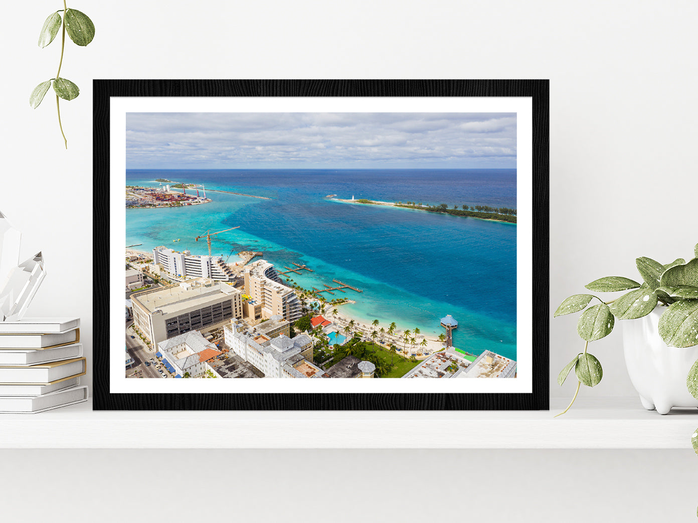 Port Of Nassau Bahamas Cityscape Glass Framed Wall Art, Ready to Hang ...