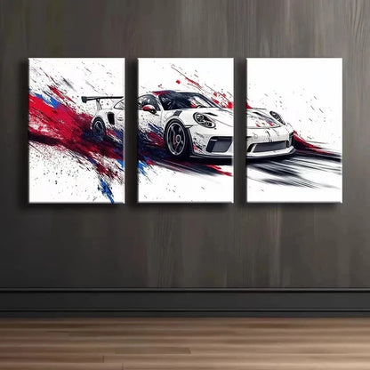 3pcs Luxurious Racing car Metal Print Ready to Hang Art | Bella Home Decor