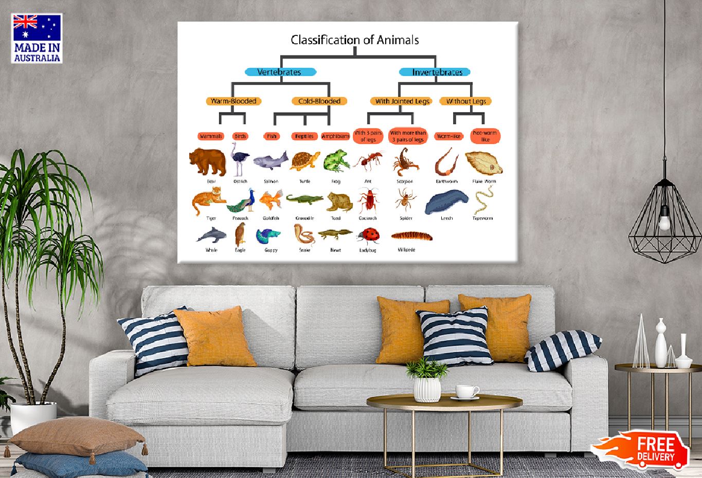 Chart of Biology Animals Diagram Vector Art Print 100% Australian Made ...