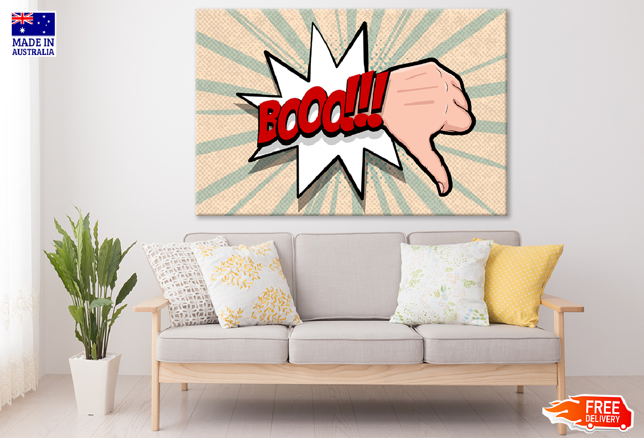BOOO Quote & Hand Sign Illustration Print 100% Australian Made | Bella ...