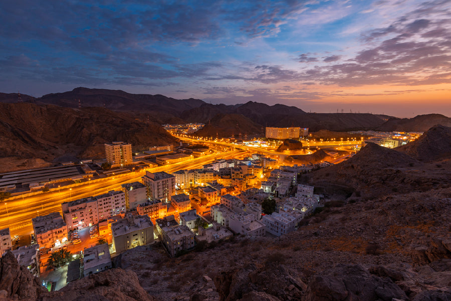 Hatat Skyline Sunset View Photograph Muscat Print 100% Australian Made ...